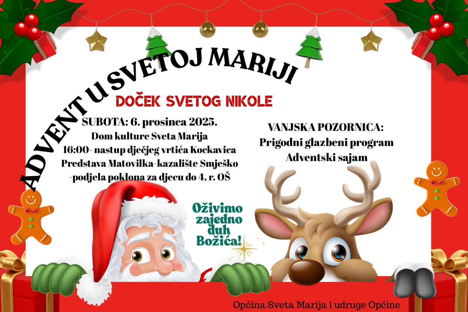 Advent u Svetoj Mariji ove subote uz sajam, predstavu za djecu i doček ...